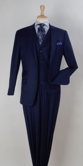 Apollo King Men's Outlet 3pc 100% Wool Suit - Fashion Peak Lapel