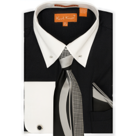 Karl Knox Men's French Cuff Shirt Set - White Collar