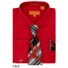 Karl Knox Men's French Cuff Shirt Set - Subtle Stripe