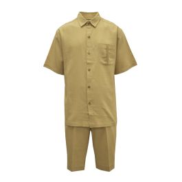 Stacy Adams Men's 2 Piece Short Set Walking Suit - Linen Blend