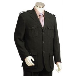 Canto Men's 2 Piece Wool Feel Fashion Suit - Military Style