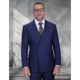 Statement Men's Outlet 2 Piece 100% Wool Double Breasted Suit - Micro ...