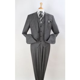 Apollo King Men's Outlet 3pc 100% Wool Suit - Fashion Peak Lapel