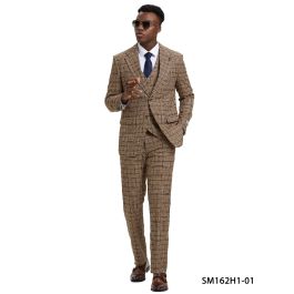 Stacy Adams Men's 3 Piece Hybrid Fit Suit - Vibrant Plaid