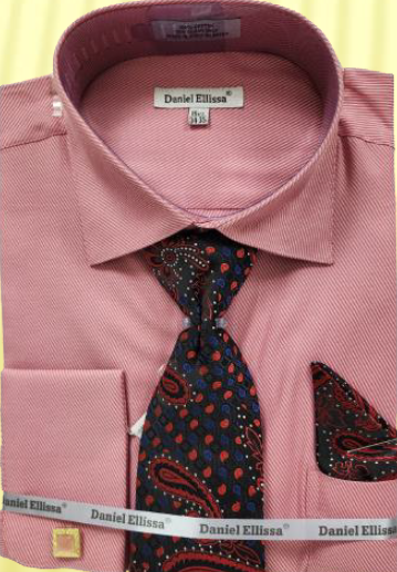 Daniel Ellissa Men's French Cuff Shirt Set - Twill Fabric