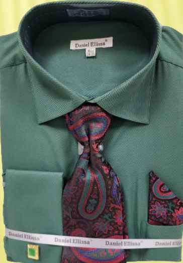 Daniel Ellissa Men's French Cuff Shirt Set - Twill Fabric