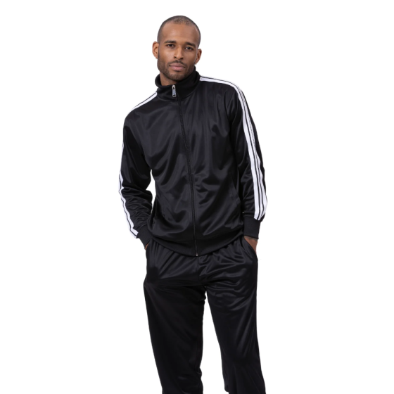 Montique Men's 2 Piece Sport Track Suit - Triple Side Stripe