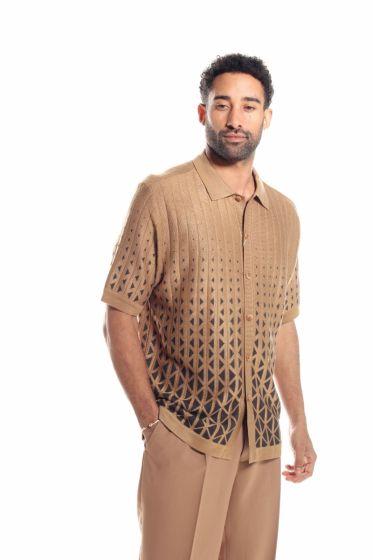 Silversilk Men's 2 Piece Short Sleeve Walking Suit - Triangle Gradient