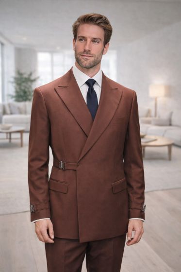 Statement Men's 2 Piece 100% Wool Modern Fit Double Breasted Suit ...