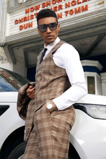 Stacy Adams Men's 3 Piece Hybrid Suit - Glen Plaid