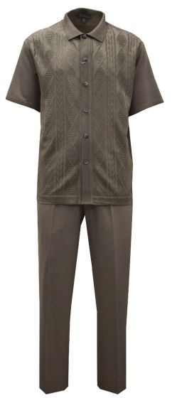 Silversilk Men's 2 Piece Short Sleeve Walking Suit - Textured Diamonds
