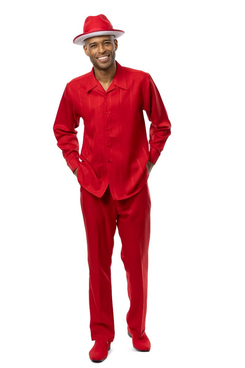 Montique Men's 2 Piece Long Sleeve Walking Suit - Textured Solid