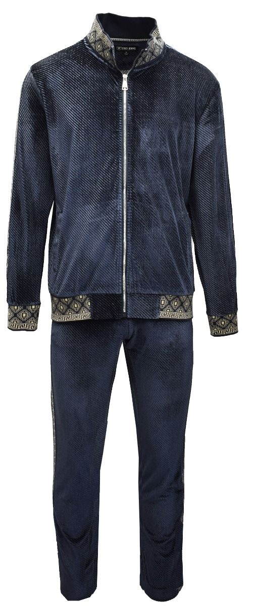 Stacy Adams Men's 2 Piece Velour Walking Suit - Solid Texture