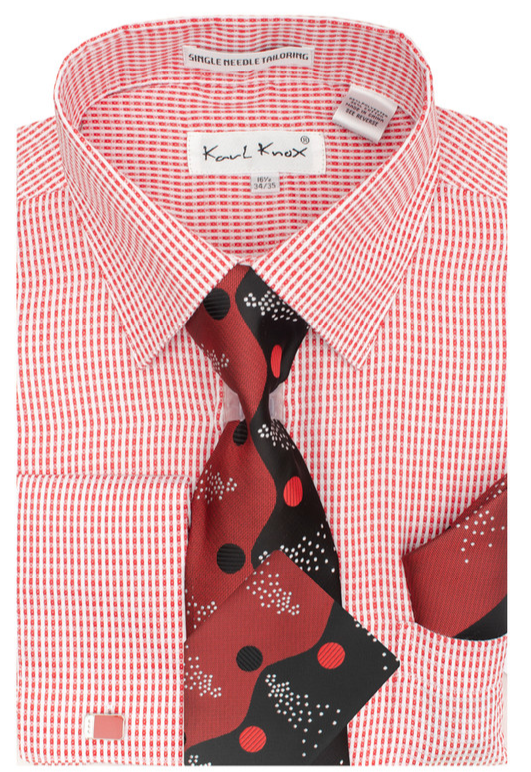 Karl Knox Men's French Cuff Shirt Set - Two Tone Wave