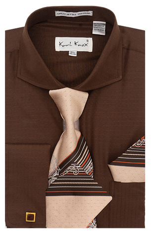 Karl Knox Men's French Cuff Shirt Set - Wide Collar
