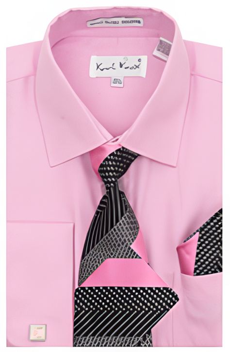 Karl Knox Men's French Cuff Shirt Set - Layered Stripes