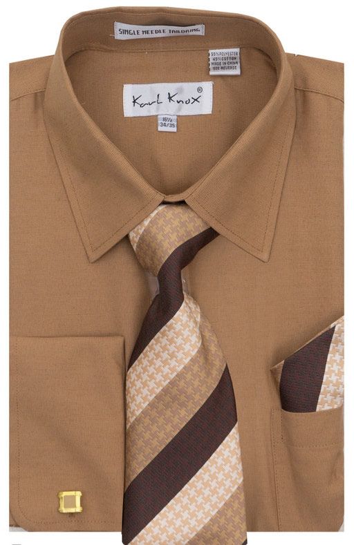 Karl Knox Men's French Cuff Shirt Set - Smooth Triple Stripe