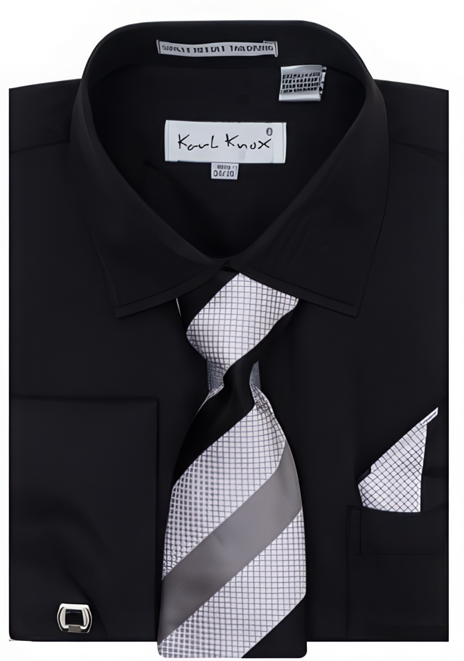 Karl Knox Men's French Cuff Shirt Set - Bold Stripes