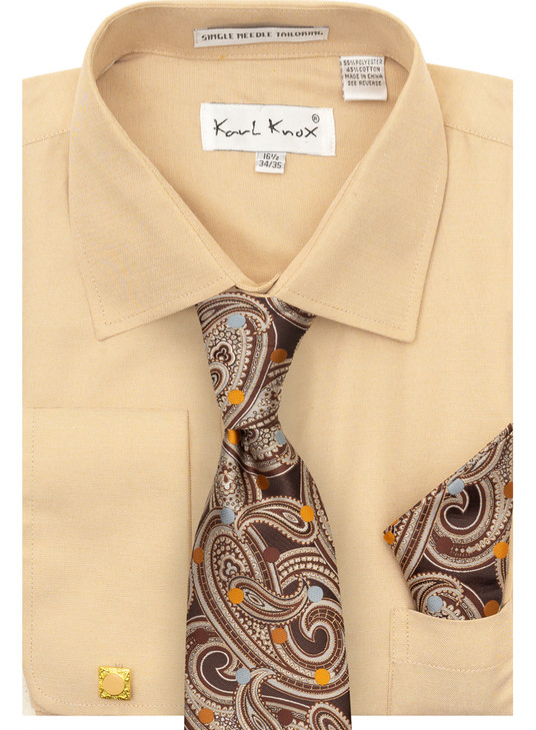 Karl Knox Men's French Cuff Shirt Set - Bold Jacquard