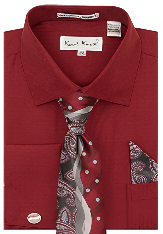 Karl Knox Men's French Cuff Shirt Set - Split Pattern