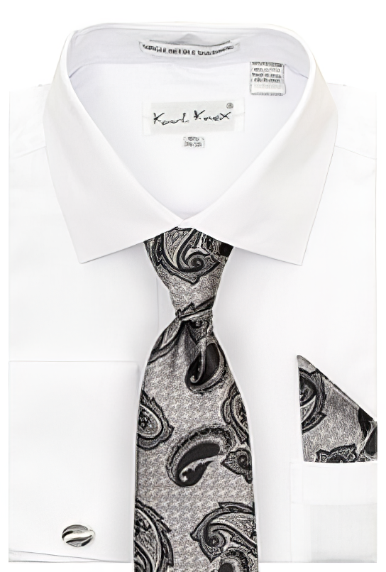 Karl Knox Men's French Cuff Shirt Set - X-Pattern