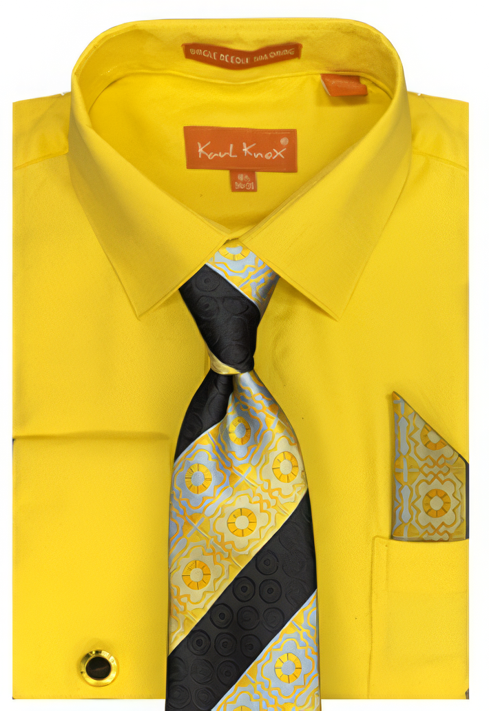 Karl Knox Men's French Cuff Shirt Set - Vibrant Colors