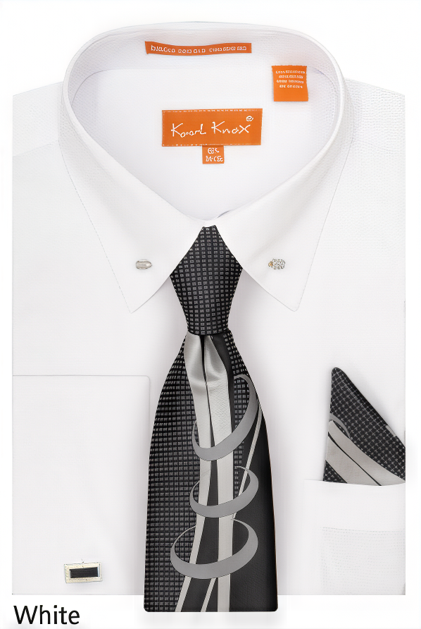 Karl Knox Men's French Cuff Shirt Set - Swirled Stripes