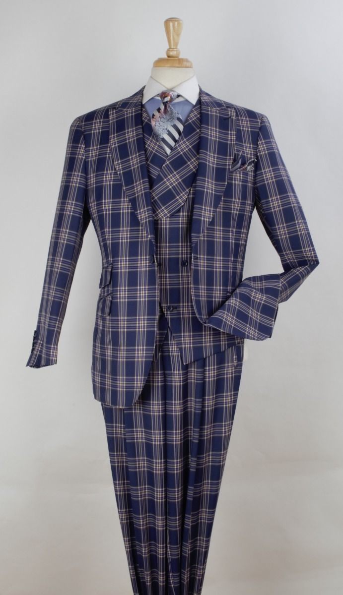 Veno Giovanni Men's 3pc 100% Wool Suit - High Fashion Patterns