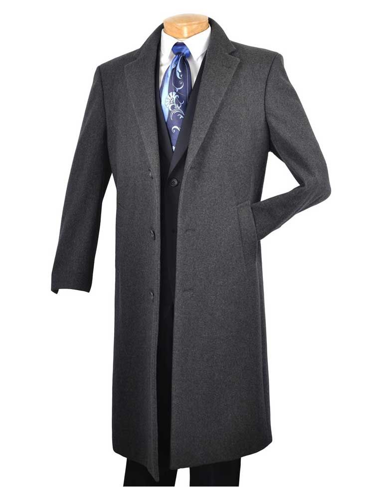 Vinci Men's Full Length Top Coat - Cashmere Blend