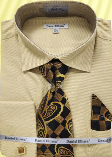Daniel Ellissa Men's French Cuff Shirt Set - Twill Fabric