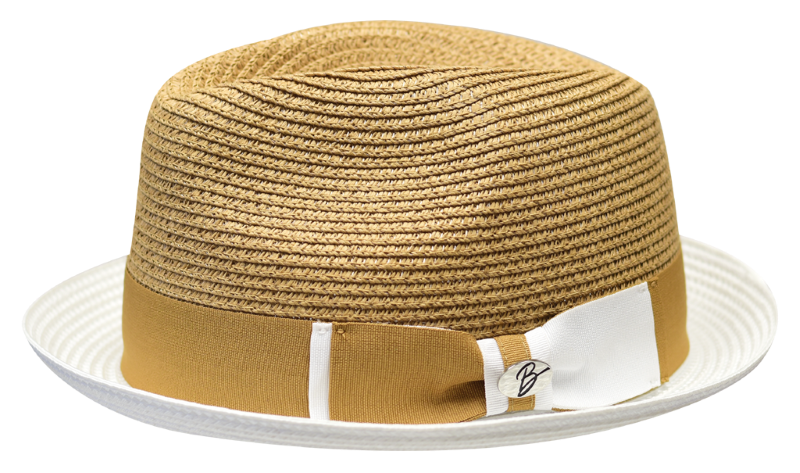 Bruno Capelo Men's Fedora Style Straw Hat - White Accents