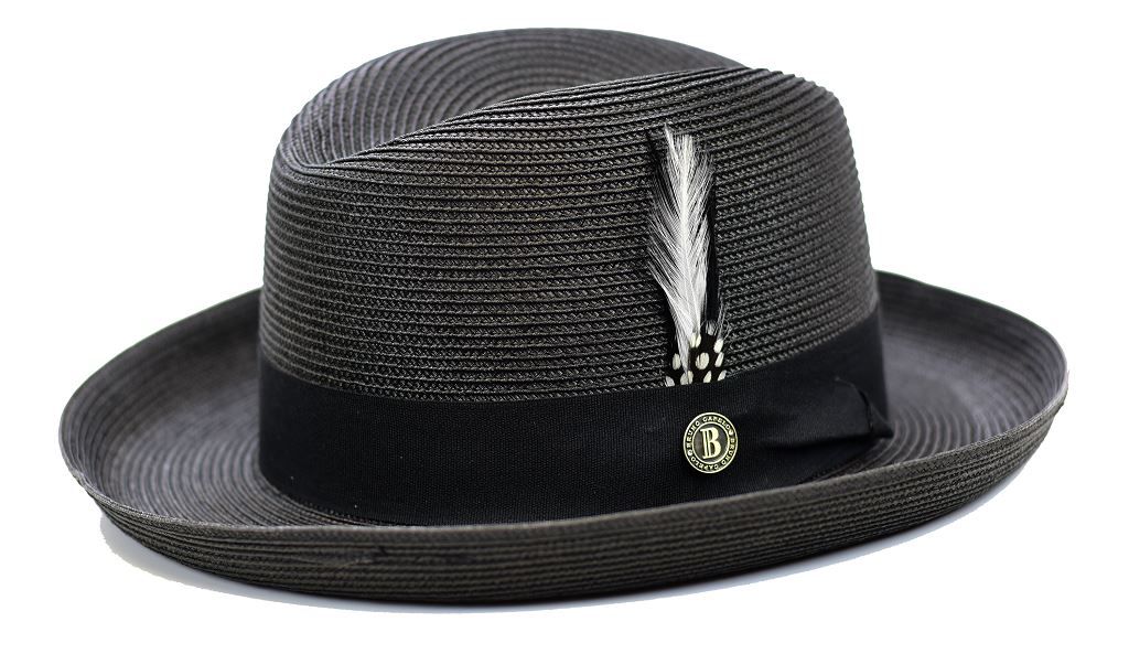 Bruno Capelo Men's Godfather Straw Dress Hat - Homburg Style