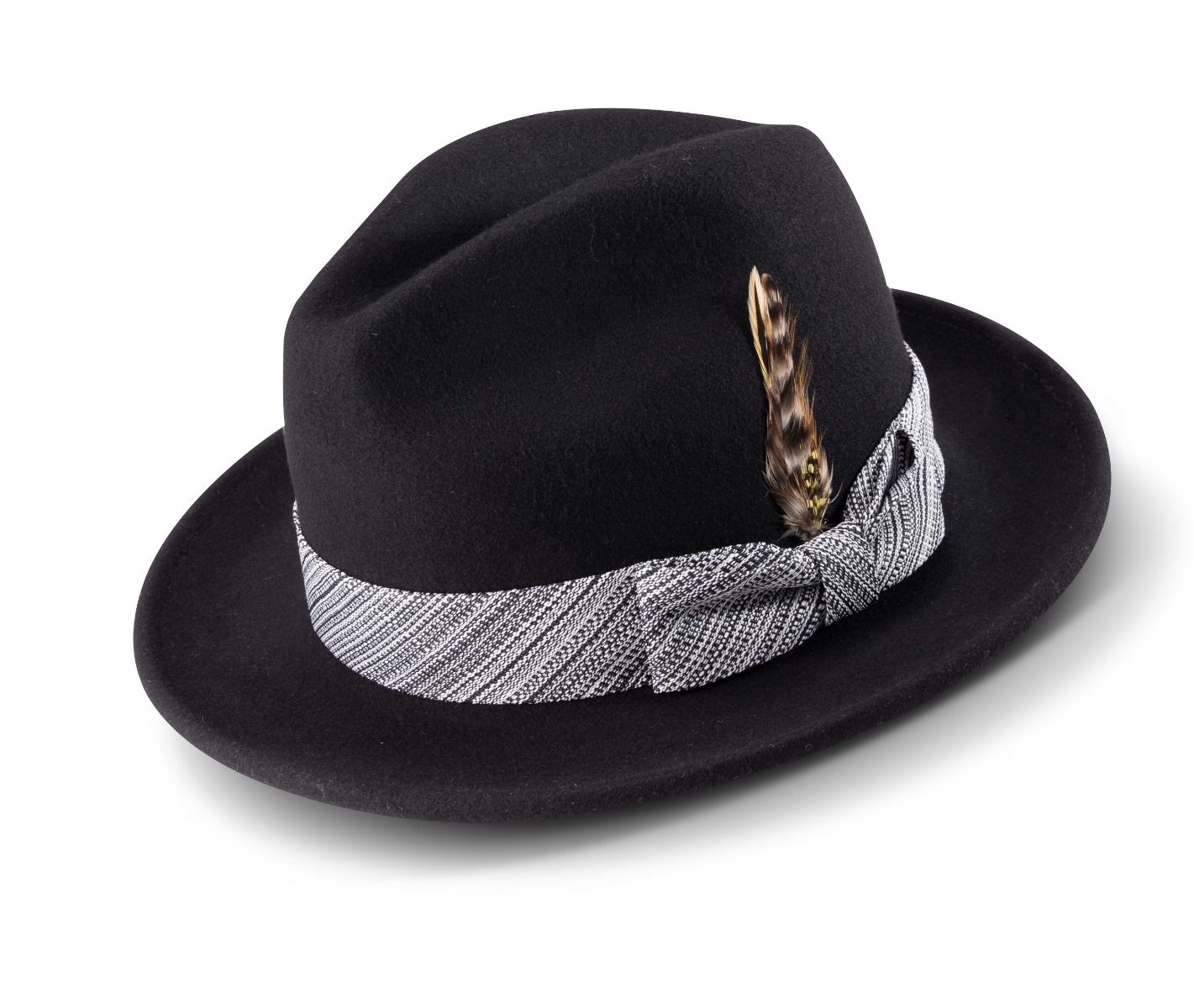 Montique Men's Fedora Style Wool Hat - Textured Stripes