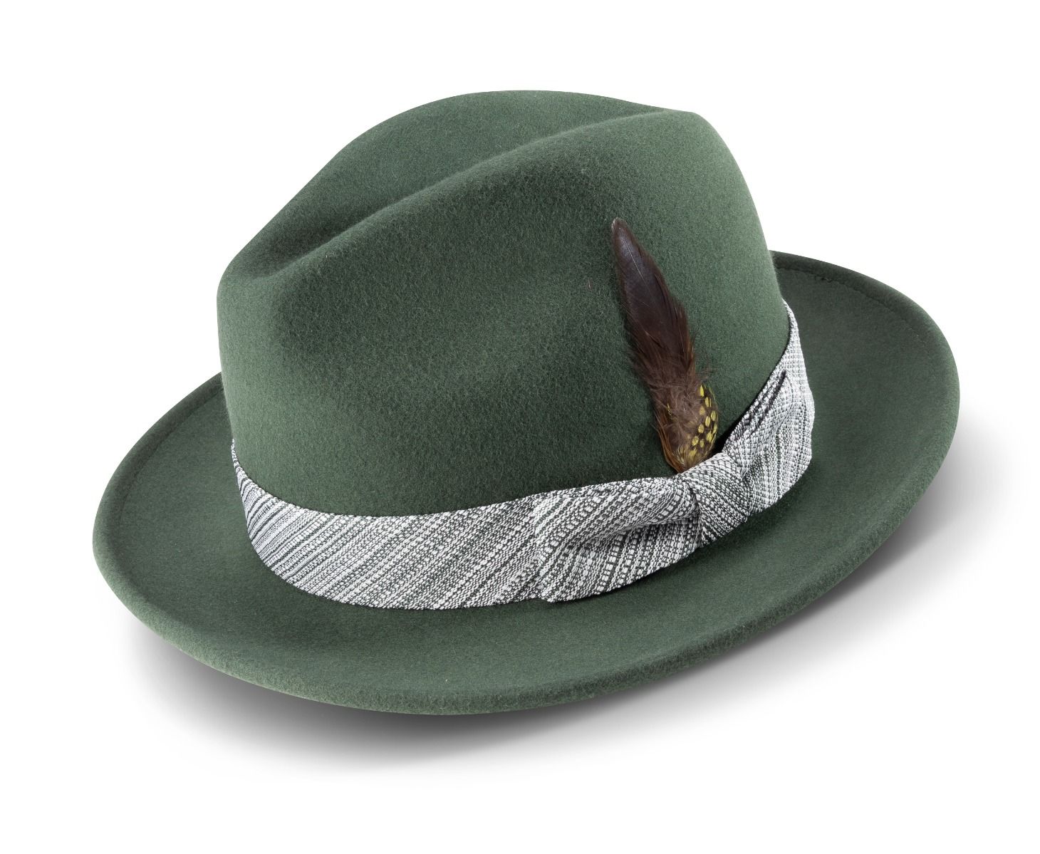 Montique Men's Fedora Style Wool Hat - Textured Stripes