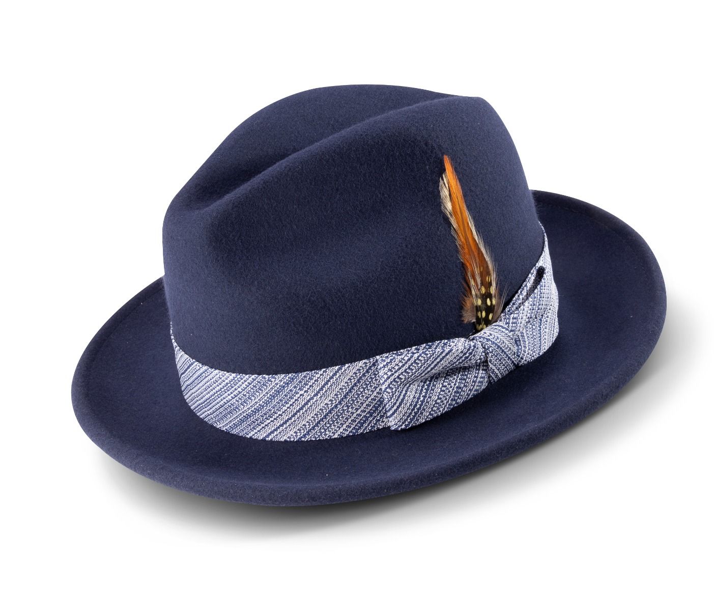 Montique Men's Fedora Style Wool Hat - Textured Stripes