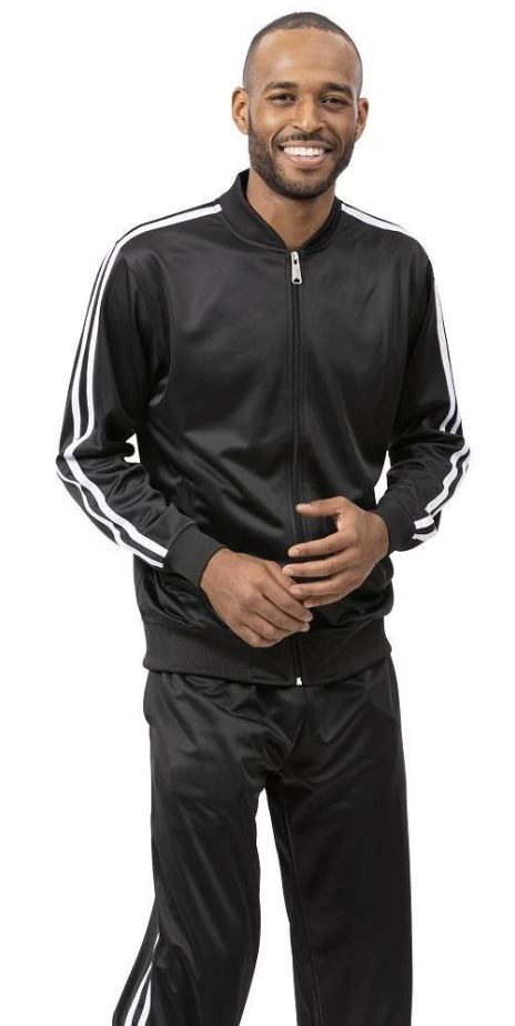 Montique Men's 2 Piece Sport Track Suit - Double Side Stripe