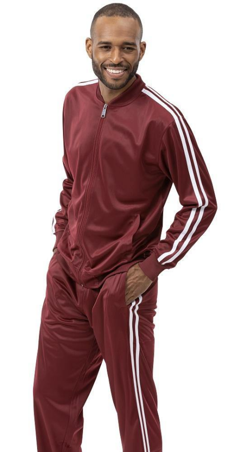 Montique Men's 2 Piece Sport Track Suit - Double Side Stripe