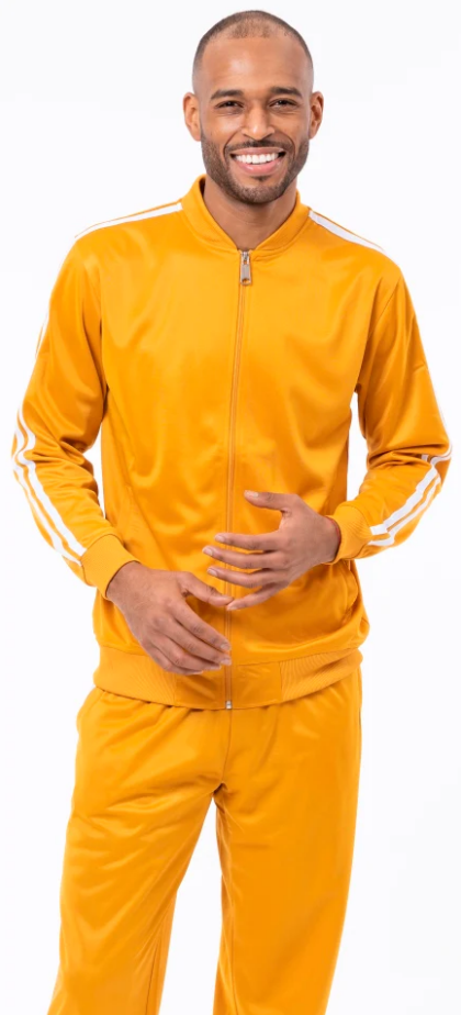 Montique Men's 2 Piece Sport Track Suit - Double Side Stripe