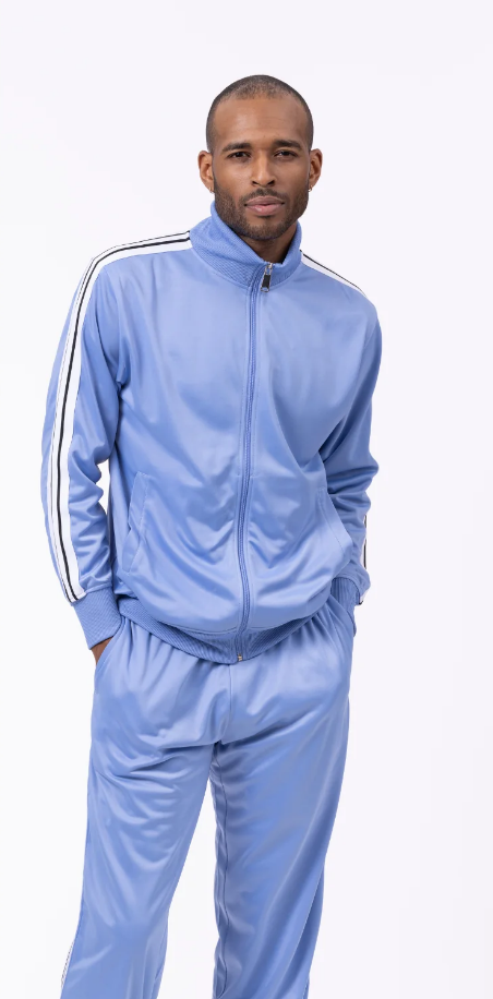 Montique Men's 2 Piece Sport Track Suit - Triple Side Stripe