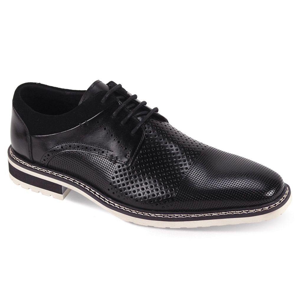 Giovanni Men's Leather Dress Shoe - Perforated Dot Patterns