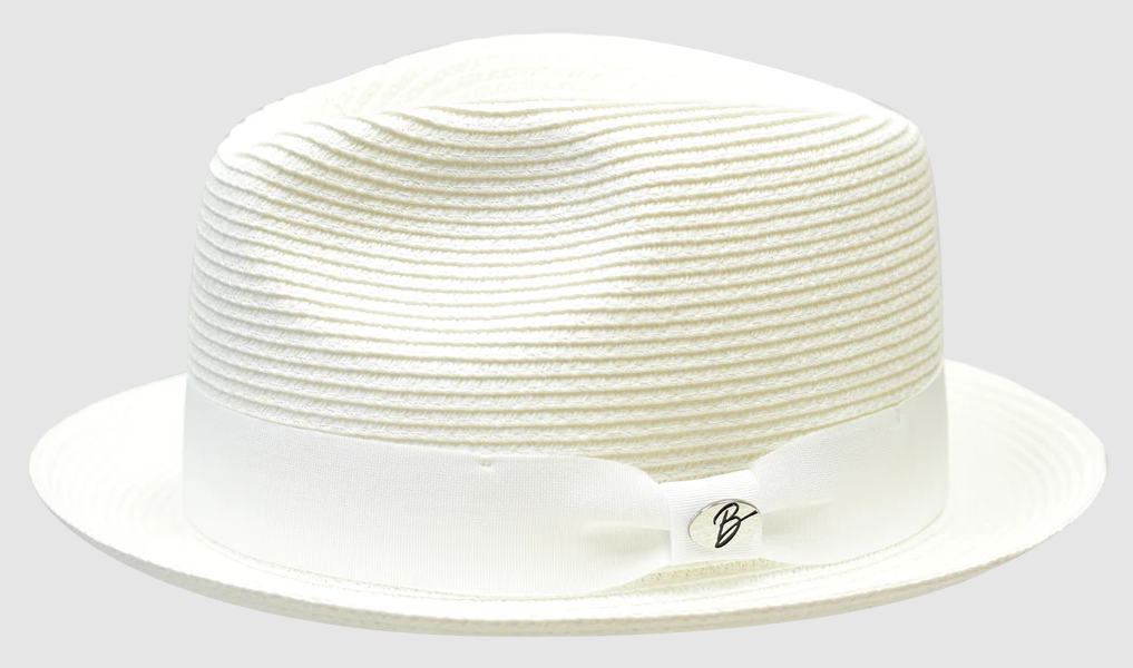 Bruno Capelo Men's Fedora Style Straw Hat - Matching Ribbon Band
