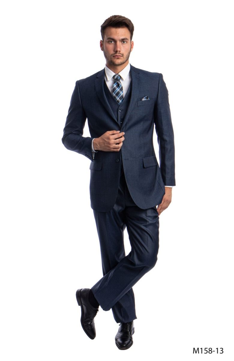 Tazio Men's Outlet 3 Piece Executive Suit - Textured Solid