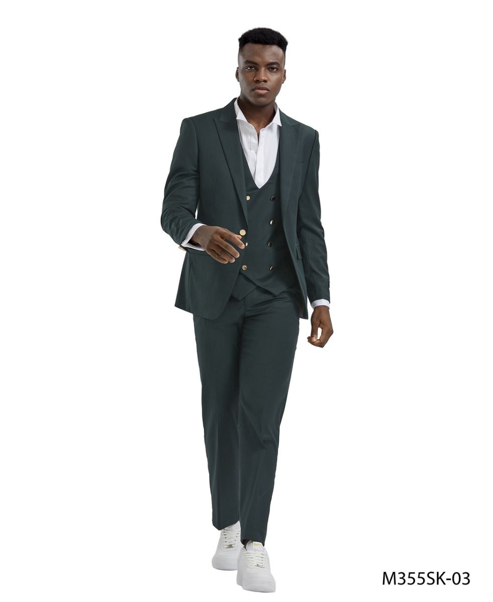 Tazio Men's 3 Piece Skinny Fit Suit - Bold Colors