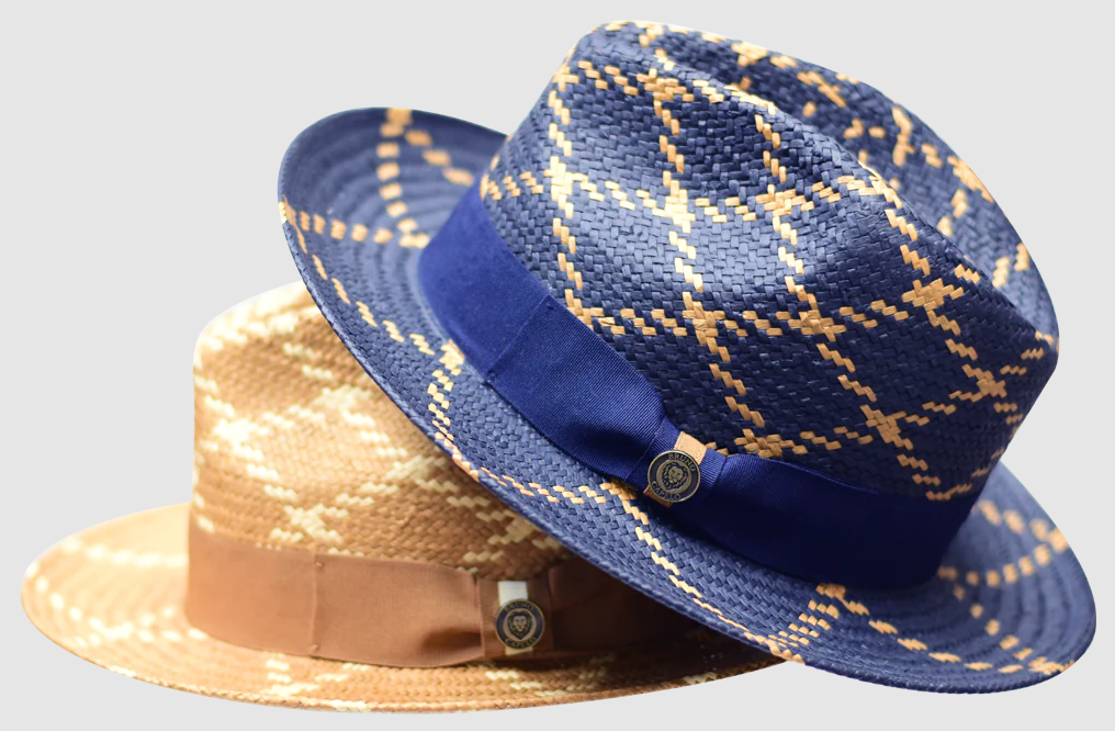 Bruno Capelo Men's Fedora Style Straw Hat - Cross Stitch Weave