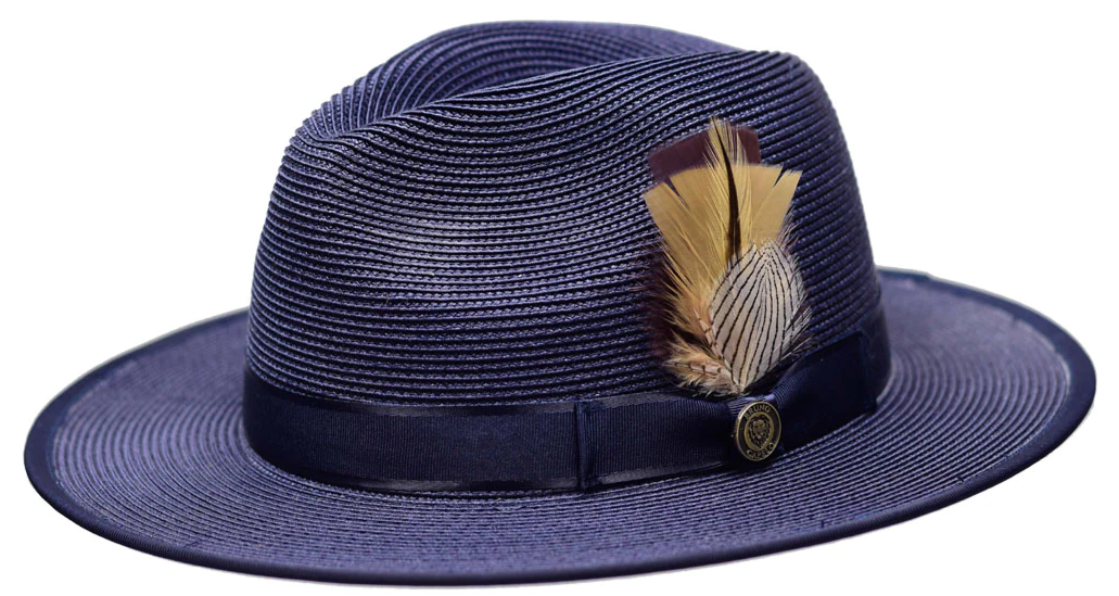 Bruno Capelo Men's Fedora Style Straw Hat - Flat Brim Hat