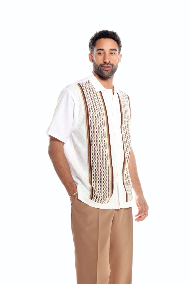 Silversilk Men's 2 Piece Short Sleeve Walking Suit - Mini Circles