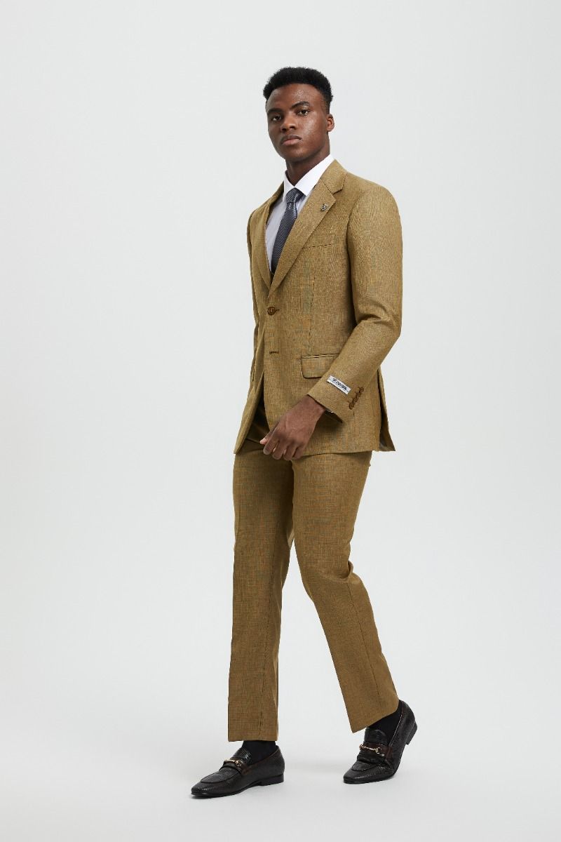 Stacy Adams Men's 3 Piece Executive Slim Suit - Textured Solid Stacy Adams Men's 3 Piece Executive Slim Suit - Textured Solid