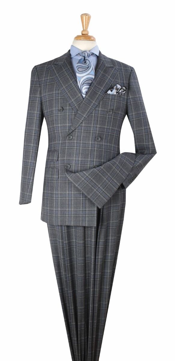 Apollo King Men's 3 Piece 100% Wool Suit - Fashion Windowpane