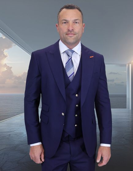 Statement Men's Outlet 3 Piece 100% Wool Fashion Suit - Bold Colors