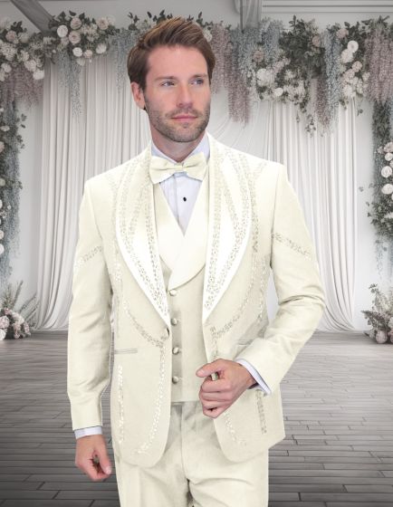 Statement Men's 3 Piece Modern Fit Tuxedo - Gemstone Pattern